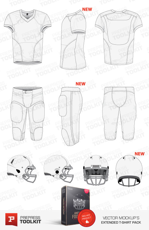 American Football Uniform Vector Mockup Template Pack